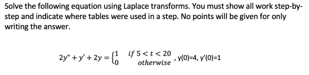 Solved Solve the following equation using Laplace | Chegg.com
