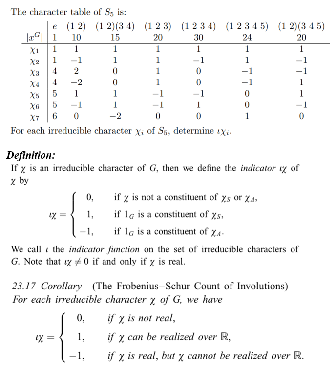 20 The character table of S5 is: le (1 2) (1 2)(3 4) | Chegg.com