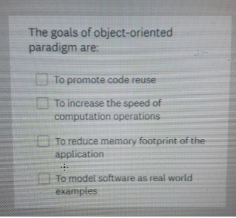 Solved The goals of object-oriented paradigm are: To promote | Chegg.com