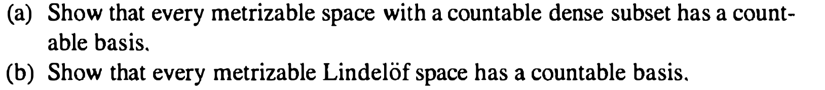 Solved (a) Show that every metrizable space with a countable | Chegg.com
