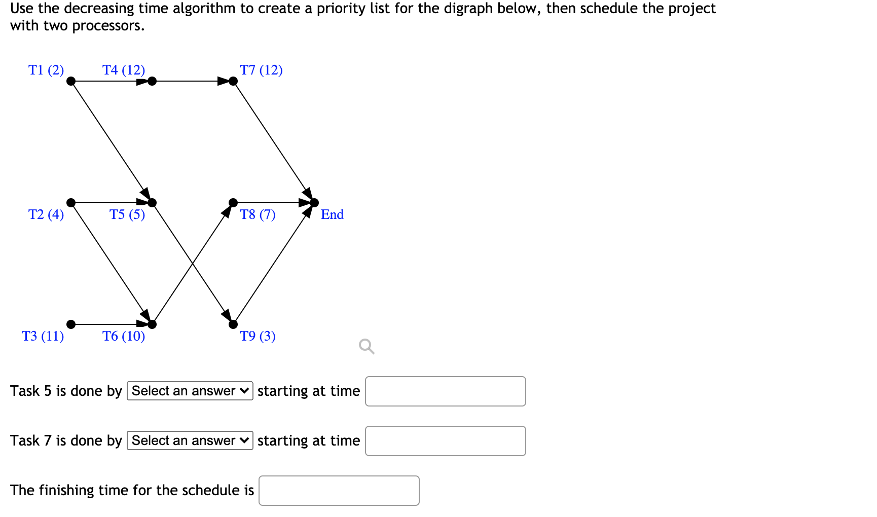 Use the decreasing time algorithm to create a | Chegg.com