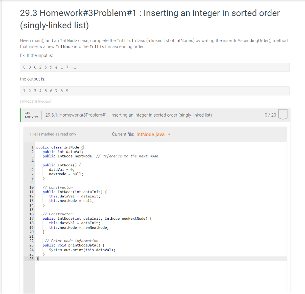 Solved 29.3 Homework#3Problem#1 : Inserting an integer in | Chegg.com Solved 29.3 Homework#3Problem#1 : Inserting an integer in | Chegg.com