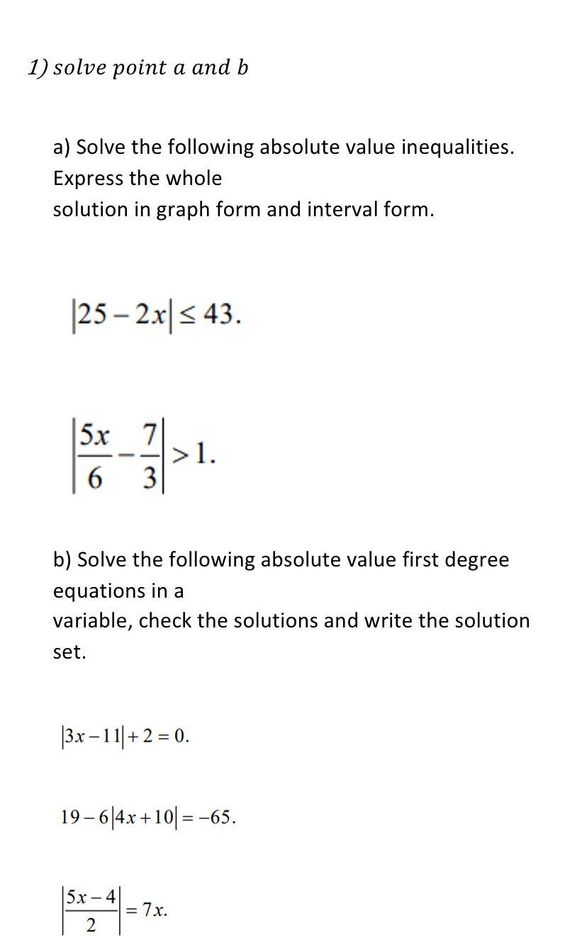Solved 1) solve point a and b a) Solve the following | Chegg.com