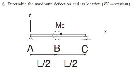 Solved 6. Determine the maximum deflection and its location | Chegg.com