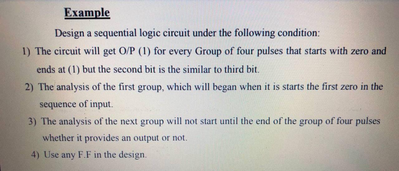 Solved Example Design a sequential logic circuit under the | Chegg.com