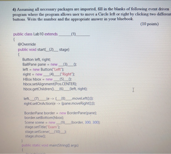 Solved 4) Assuming all necessary packages are imported, fill | Chegg.com