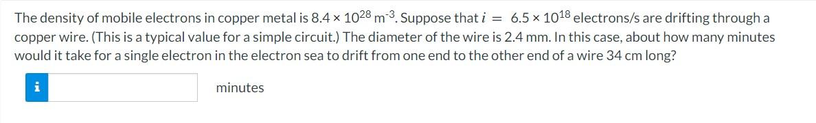 Solved The density of mobile electrons in copper metal is | Chegg.com