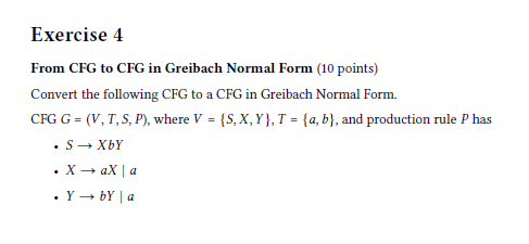 Solved From CFG to CFG in Greibach Normal Form (10 points) | Chegg.com