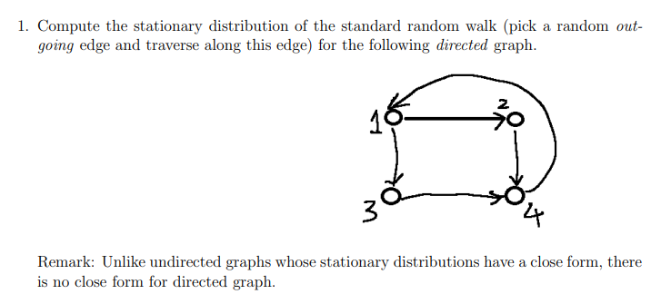 Solved 1. Compute the stationary distribution of the | Chegg.com