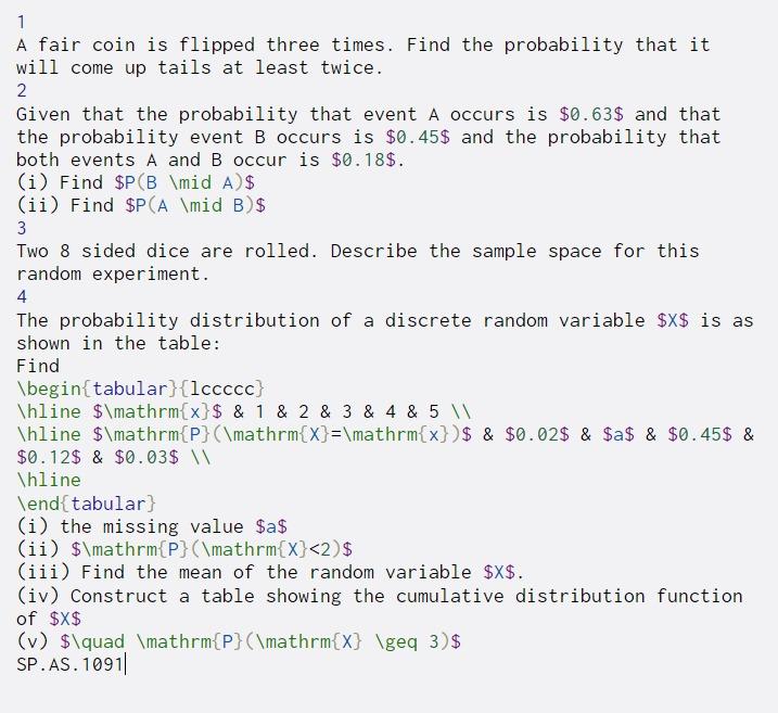Solved 1 A fair coin is flipped three times. Find the | Chegg.com