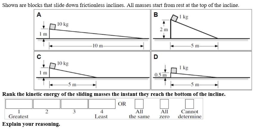 Solved Shown are blocks that slide down frictionless | Chegg.com