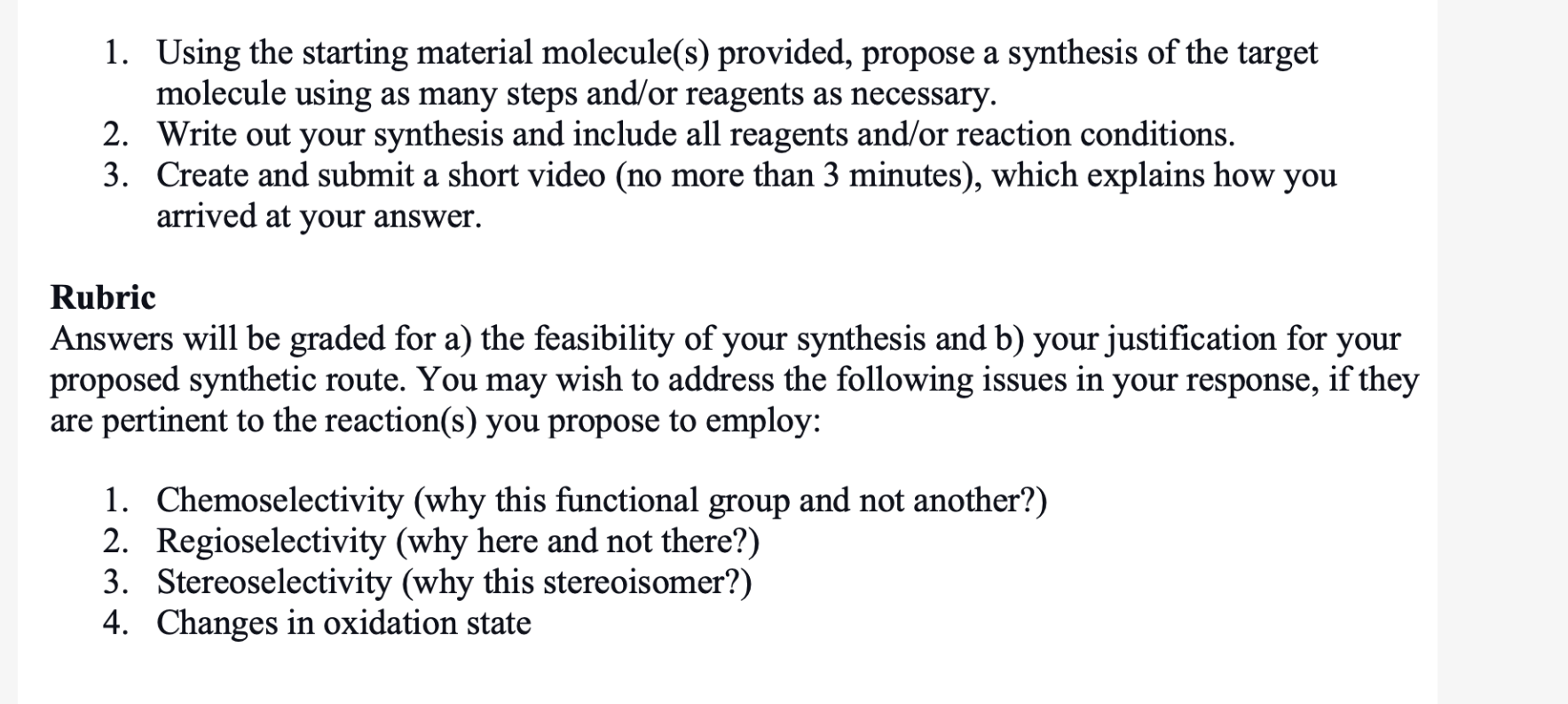 1. Using the starting material molecule(s) provided, | Chegg.com