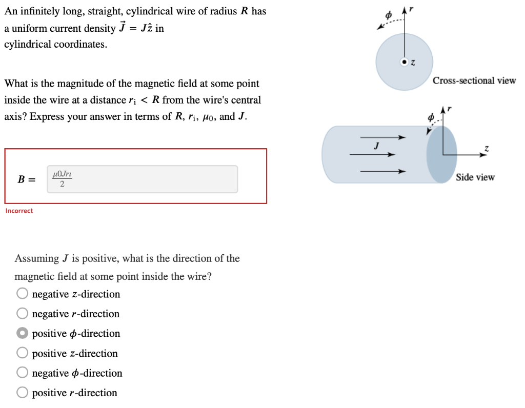 Solved An infinitely long, straight, cylindrical wire of | Chegg.com