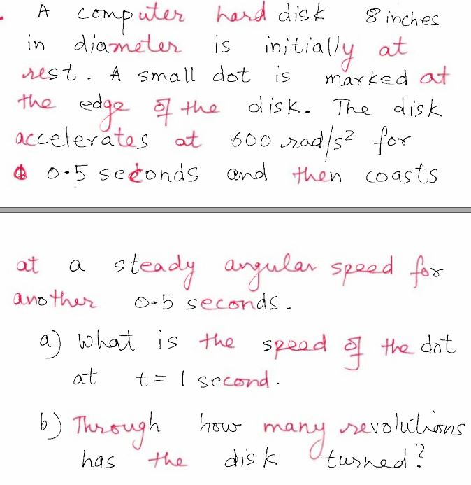 Solved A computer hard disk 8 inches in diameter is | Chegg.com