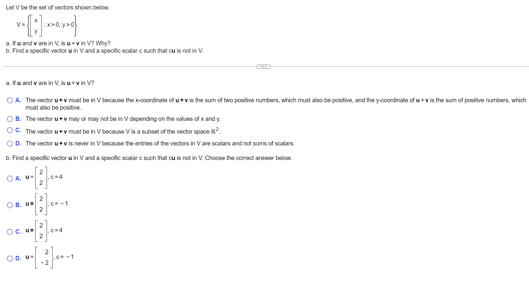 Solved Let V be the set of vectors shown below. | Chegg.com