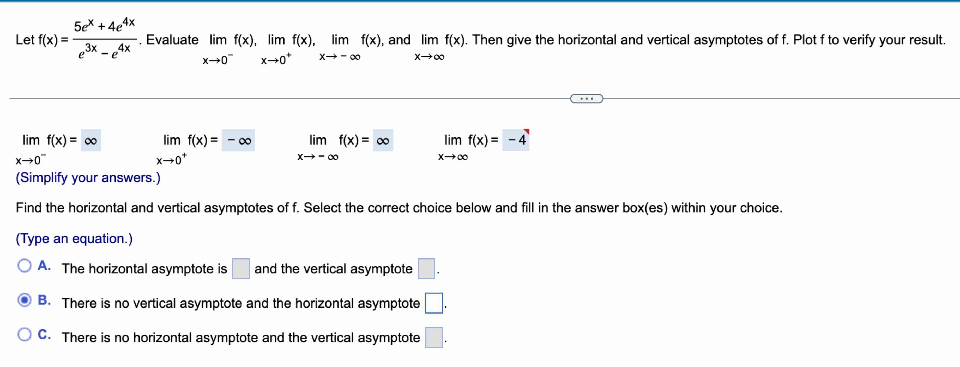 Solved Let F X 5ex 4e4xe3x E4x ﻿evaluate