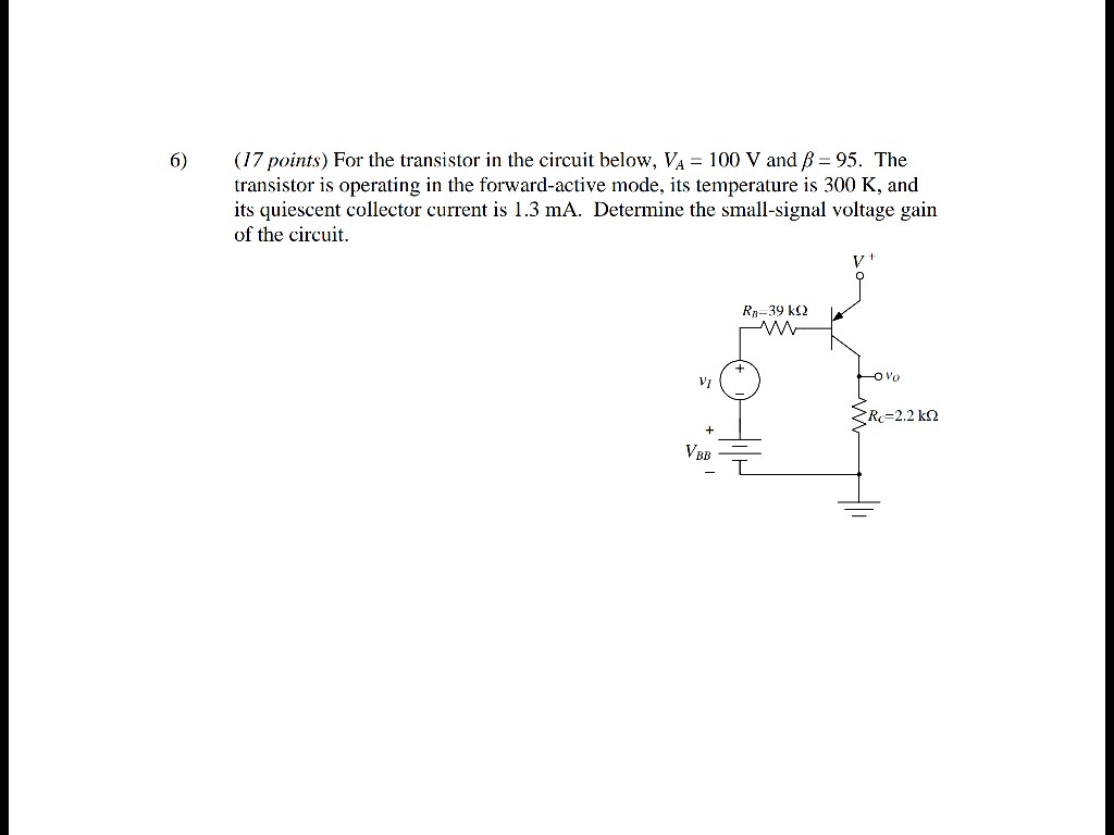 Solved (17 points) For the transistor in the circuit below, | Chegg.com