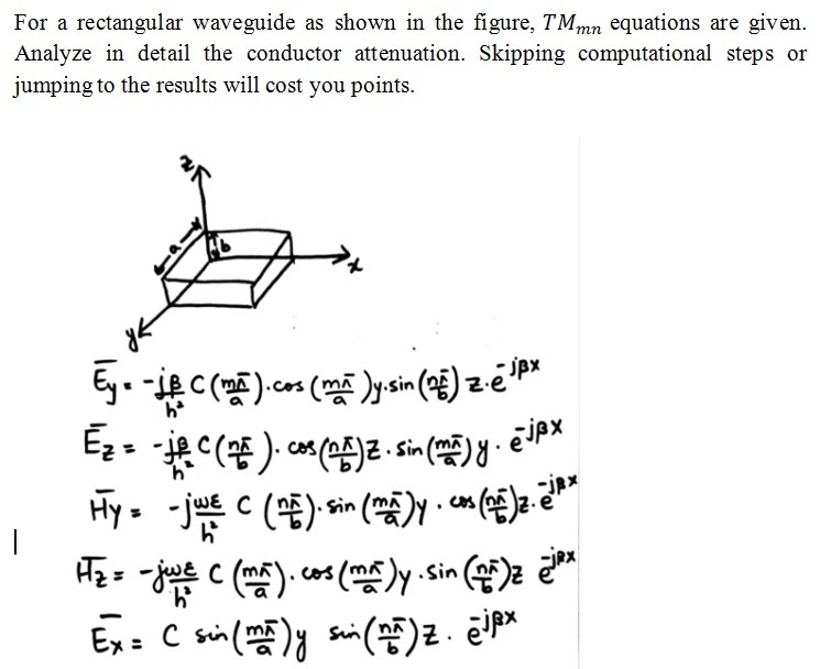 For a rectangular waveguide as shown in the figure, | Chegg.com