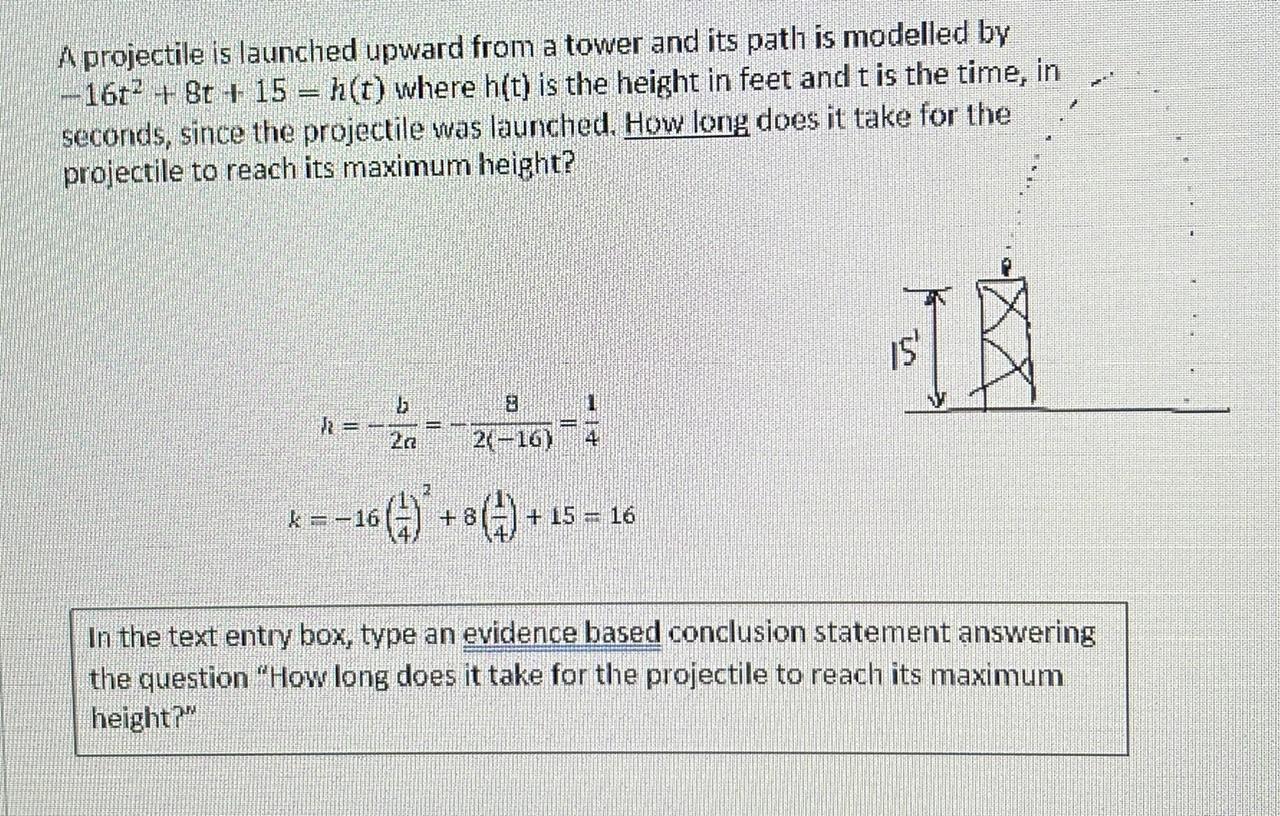 Solved A projectile is launched upward from a tower and its | Chegg.com