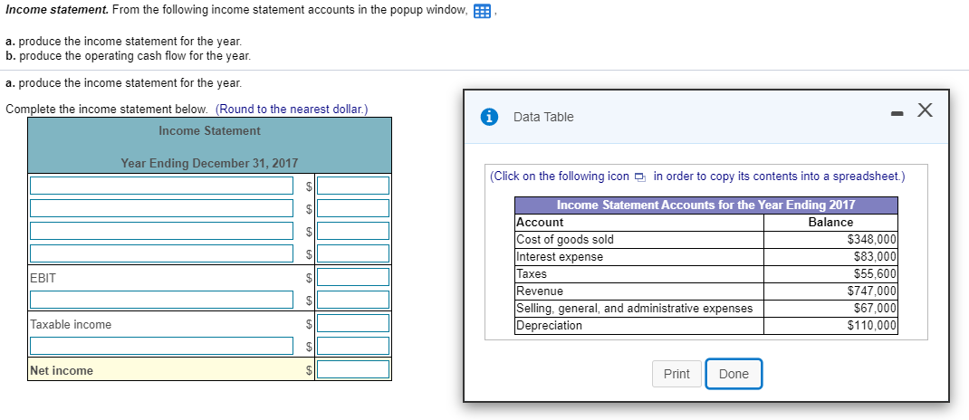 Solved Income statement. From the following income statement | Chegg.com