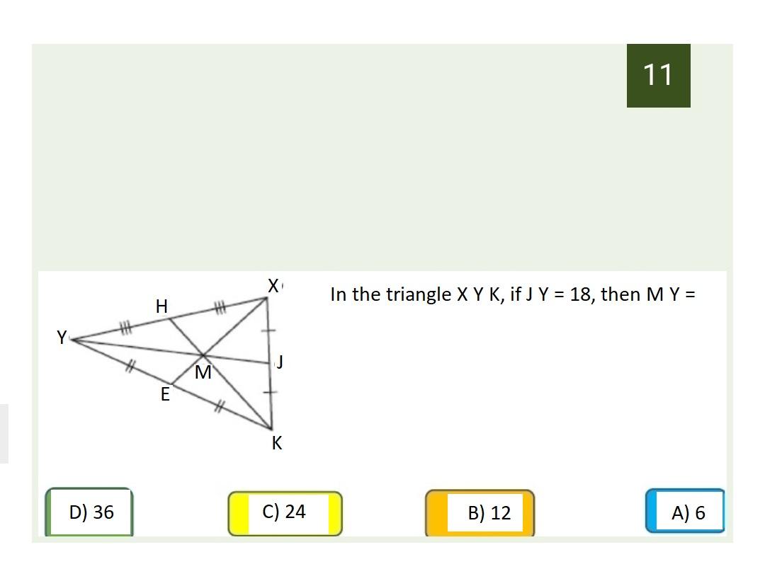Solved 11 X In the triangle XY K, if I Y = 18, then M Y = H | Chegg.com