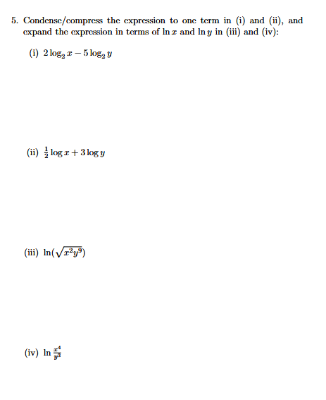 Solved 5. Condense/compress the expression to one term in | Chegg.com Solved 5. Condense/compress the expression to one term in | Chegg.com