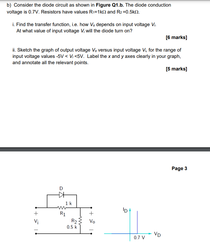 Solved b) Consider the diode circuit as shown in Figure | Chegg.com