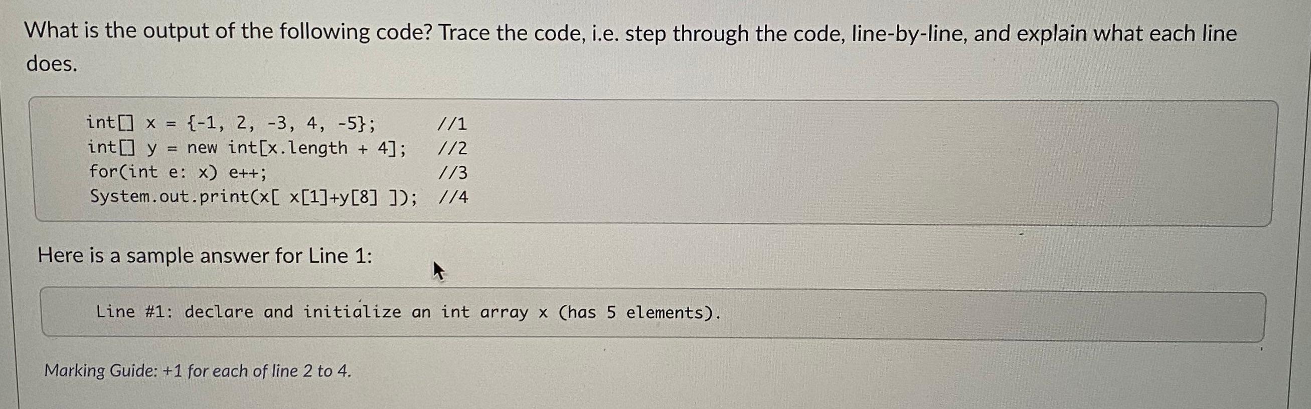Solved What is the output of the following code? Trace the | Chegg.com