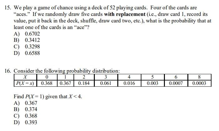 Solved Answer the following probability problems, showing | Chegg.com