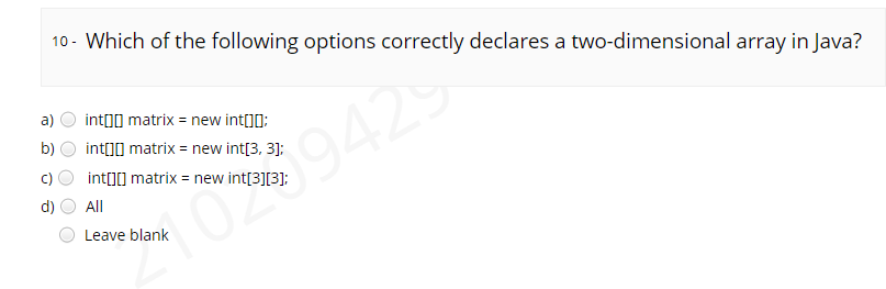 Solved 10. Which of the following options correctly declares | Chegg.com