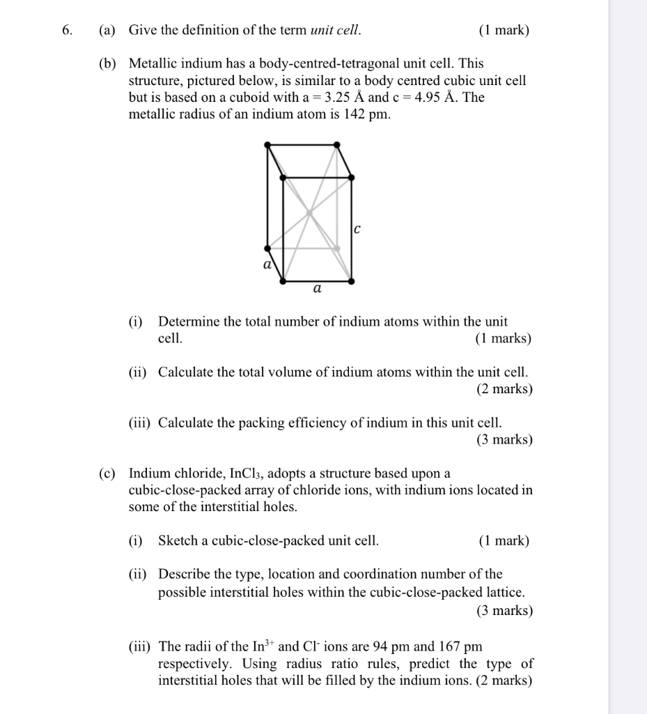 Solved 6 a Give The Definition Of The Term Unit Cell 1 Chegg solved-6-a-give-the-definition-of-the-term-unit-cell-1-chegg
