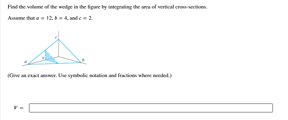 Solved Find the volume of the wedge in the figure by | Chegg.com