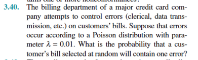 Solved 40. The billing department of a major credit card | Chegg.com