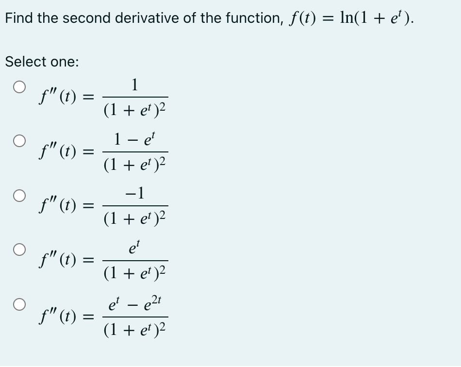 Solved Find the second derivative of the function, | Chegg.com