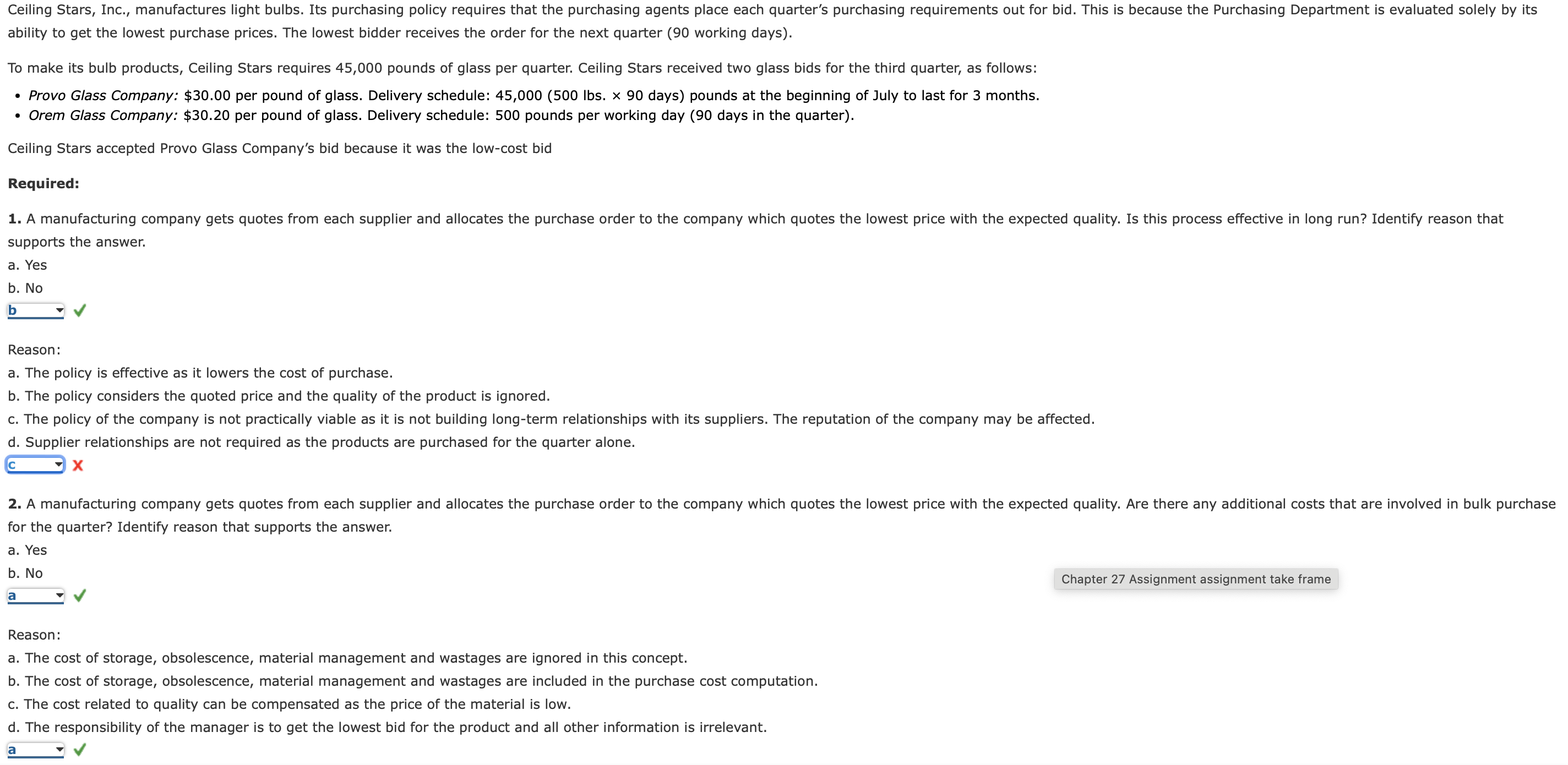 Solved ability to get the lowest purchase prices. The lowest | Chegg.com