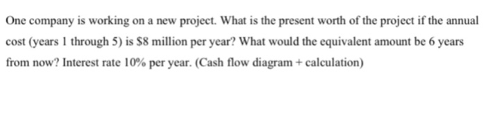 Solved One company is working on a new project. What is the | Chegg.com