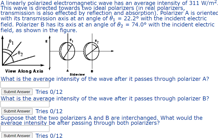 Solved A linearly polarized electromagnetic wave has an | Chegg.com