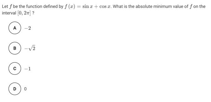 Solved Let f be the function defined by f (x) = sin x + cos | Chegg.com
