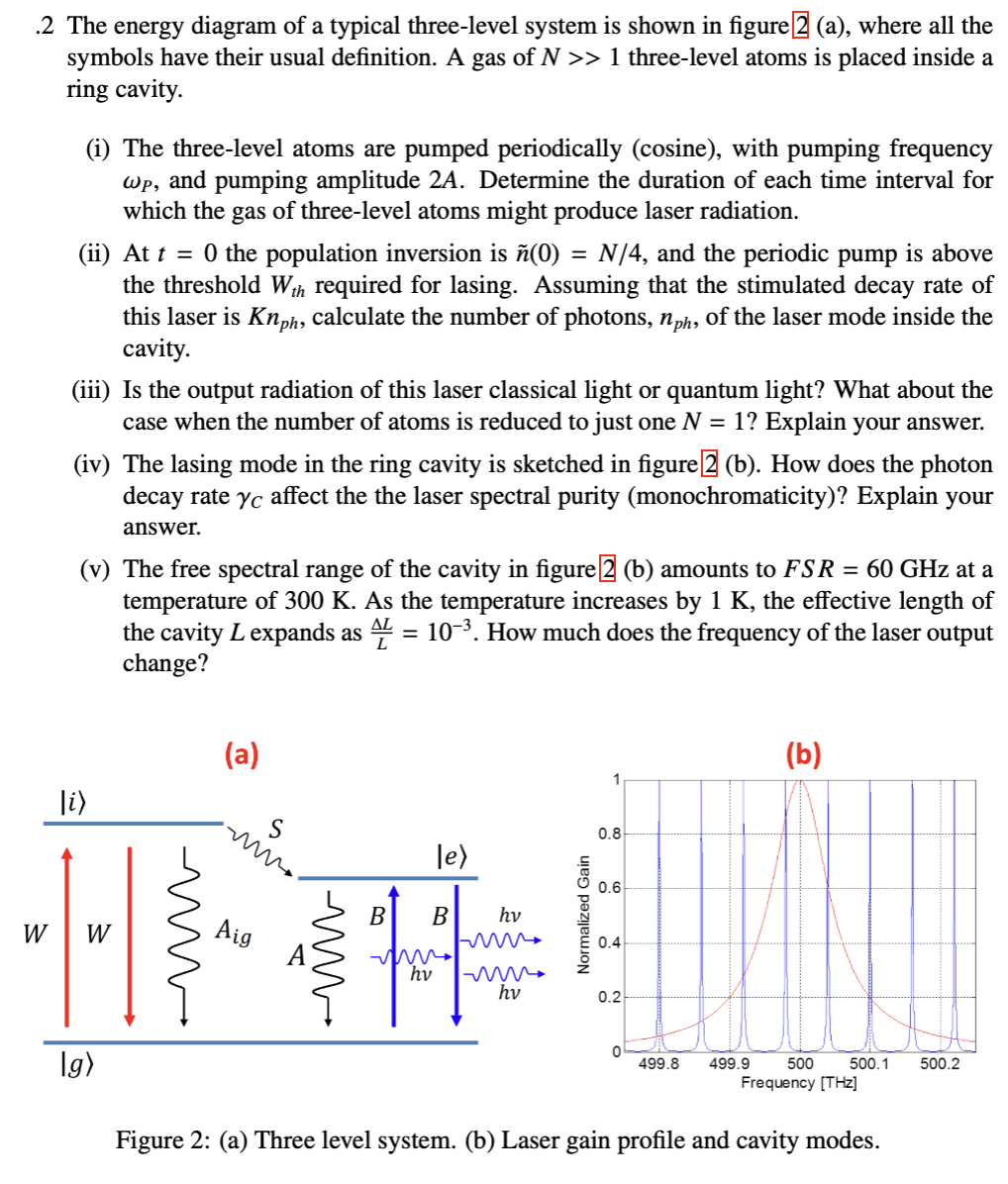 Solved .2 The energy diagram of a typical three-level system | Chegg.com