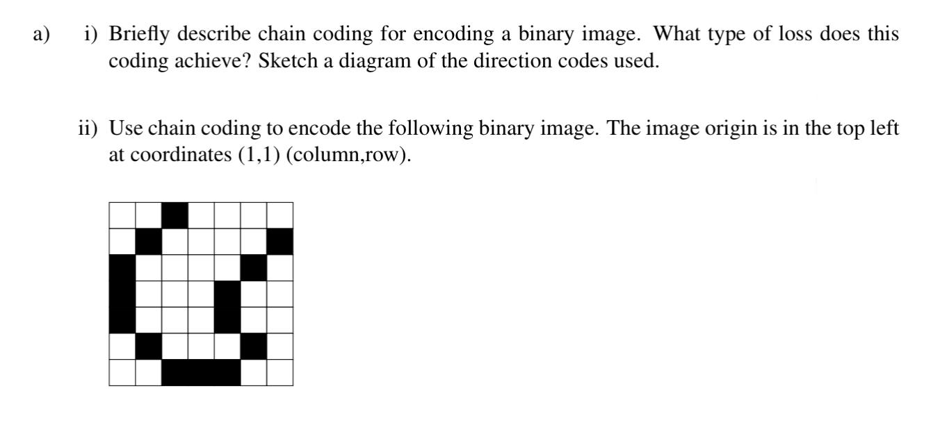 Solved A I Briefly Describe Chain Coding For Encoding A Chegg