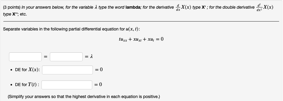 Solved (3 points) In your answers below, for the variable a | Chegg.com