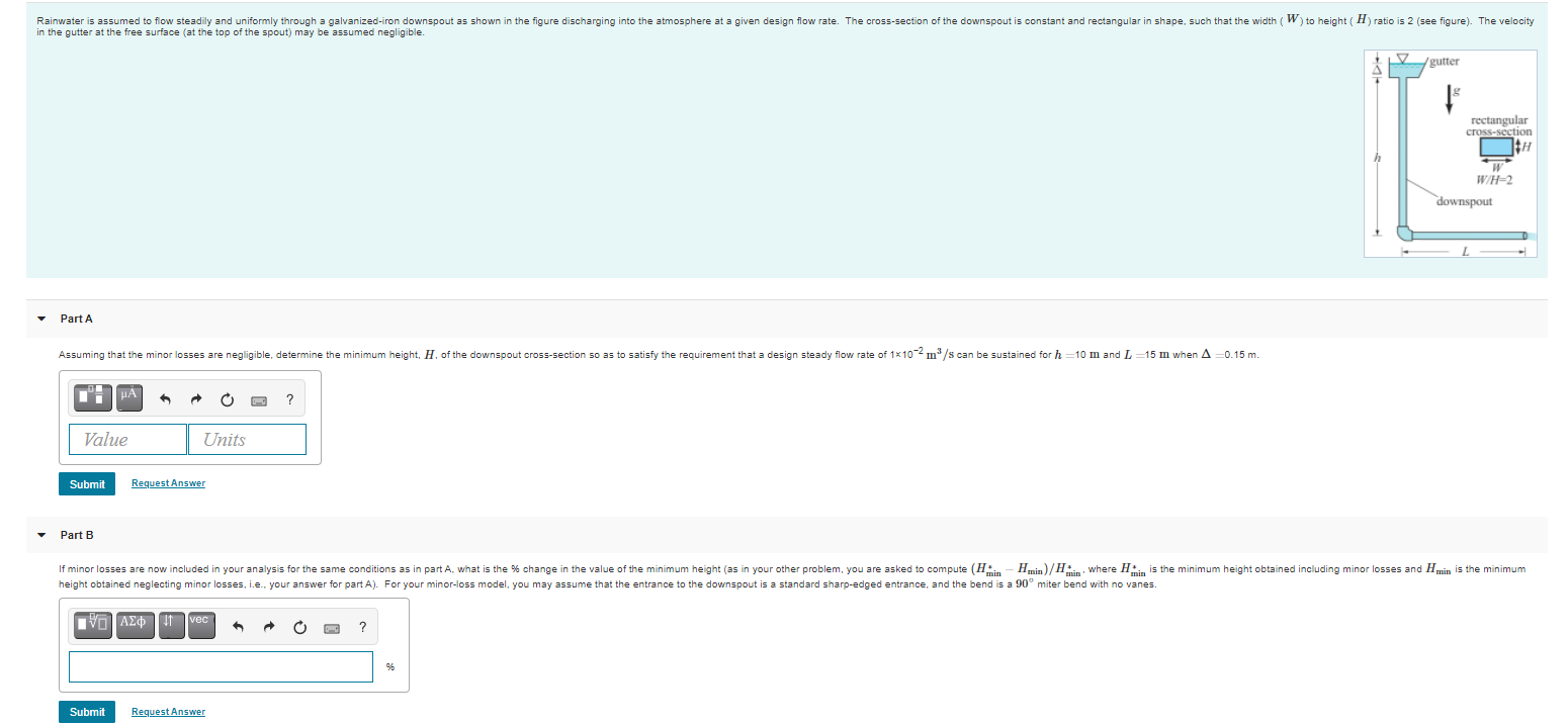 Solved Rainwater is assumed to flow steadily and uniformly | Chegg.com