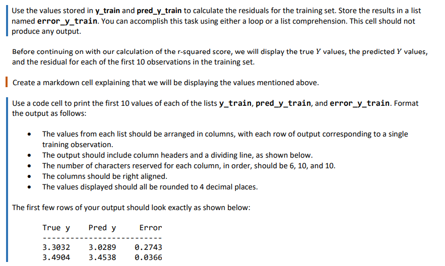 Use the values stored in y_train and pred_y_train to | Chegg.com