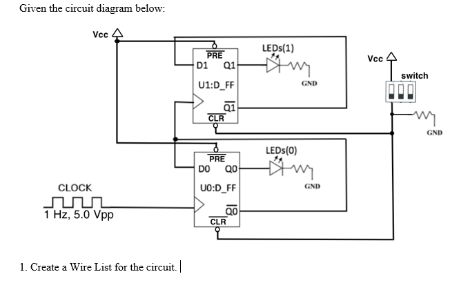 Solved using the chip of SN7474, create a wire list of the | Chegg.com