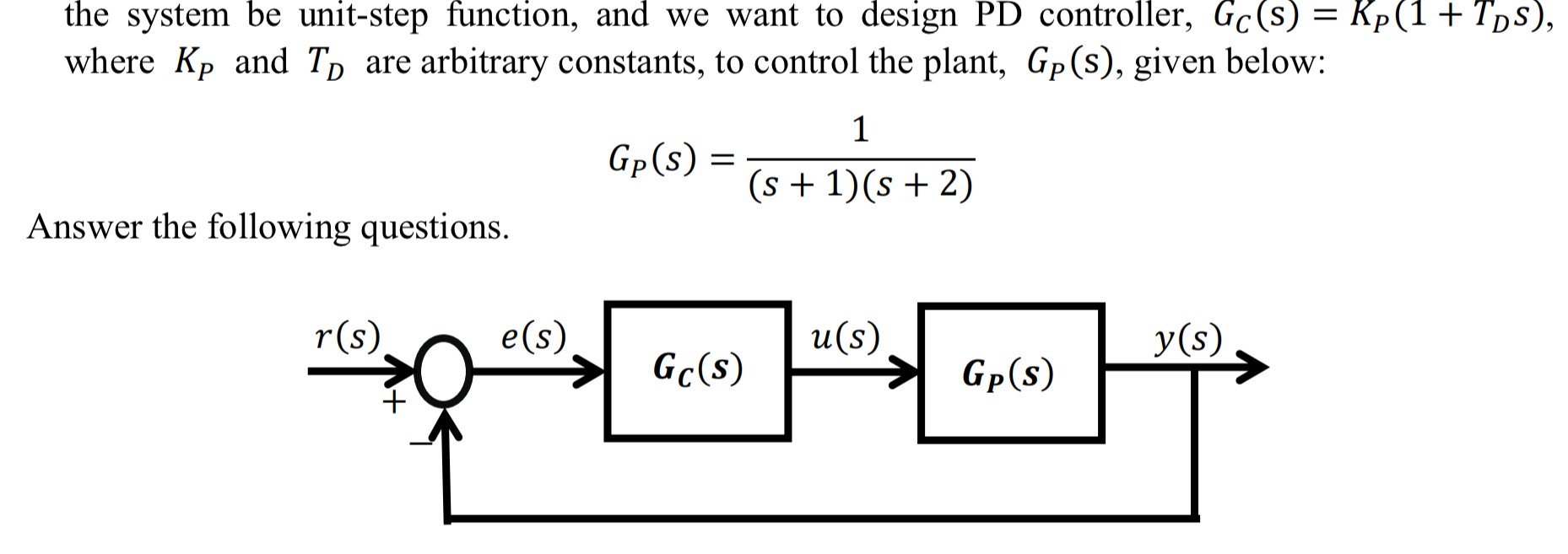 Solved Consider the following closed-loop block diagram. Let | Chegg.com