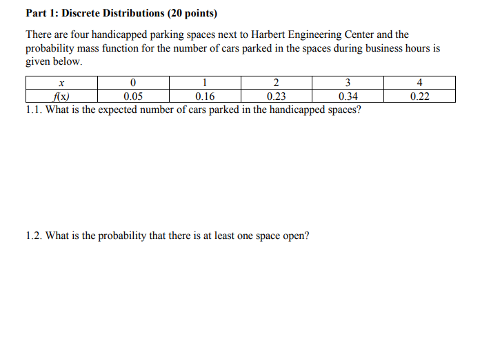 Solved Part 1: Discrete Distributions (20 points) There are | Chegg.com