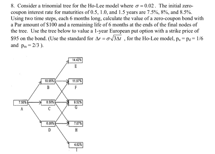 Solved 8. Consider a trinomial tree for the Ho-Lee model | Chegg.com