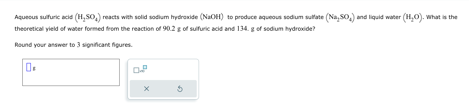 Solved Aqueous sulfuric acid (H2SO4) reacts with solid | Chegg.com