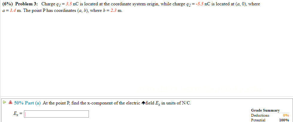 Solved: (6%) Problem 3: Charge Q1 = 3.5 NC Is Located At T... | Chegg.com