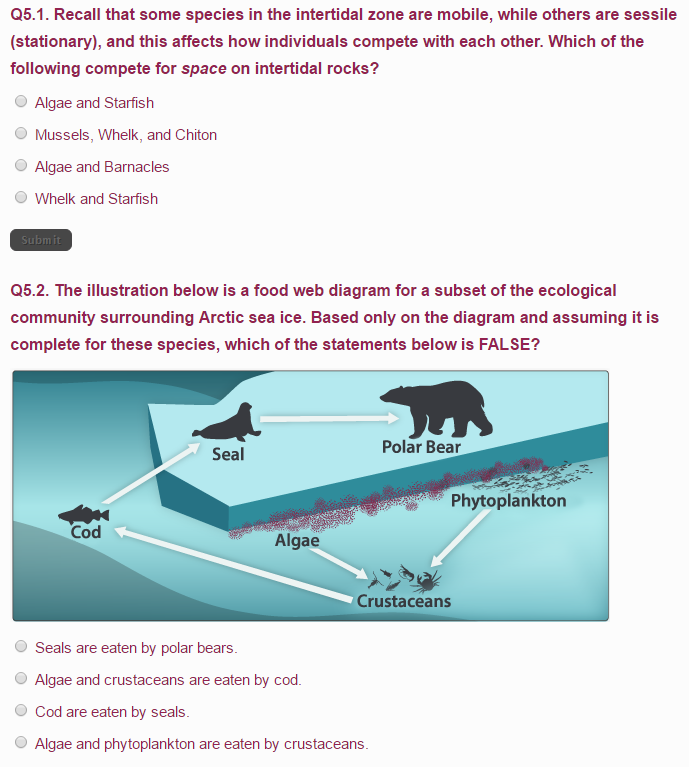 Solved Q5.1. Recall that some species in the intertidal zone | Chegg.com